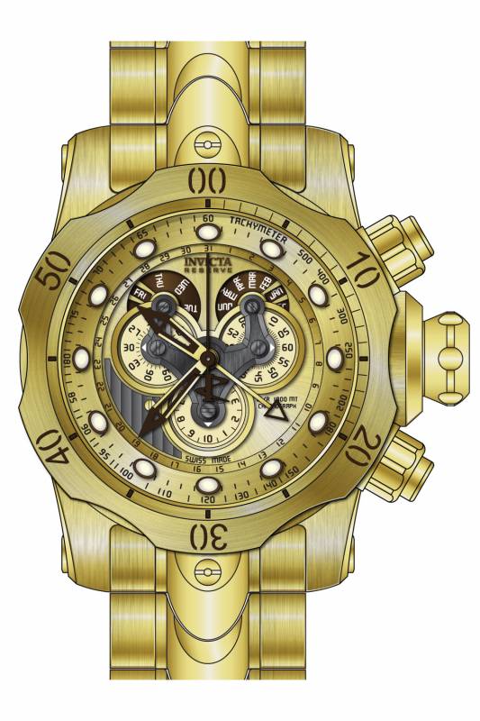 Invicta Reserve Venom Chronograph Gold Dial Gold-Plated Men's Watch ...
