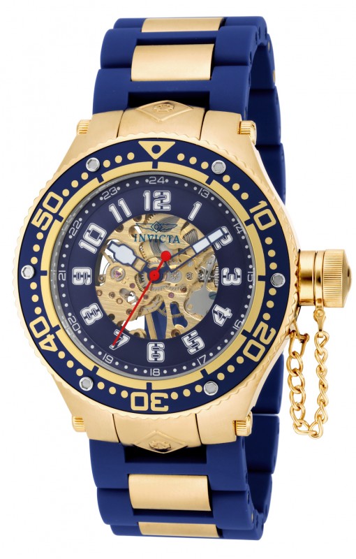 Invicta Mechanical Corduba Blue Skeleton Blue Polyurethane Men's Watch ...