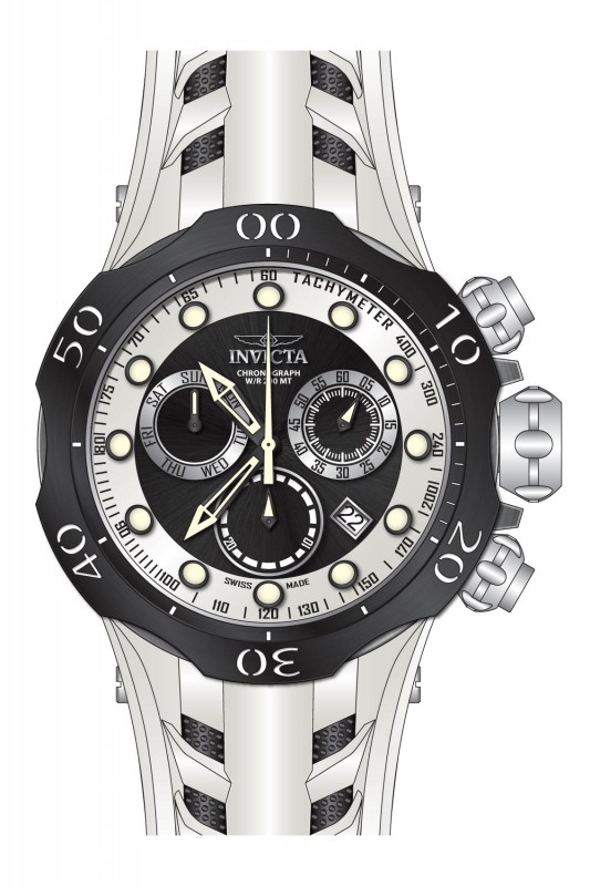 Invicta Venom Chronograph Black And White Dial White Silicone Men's ...