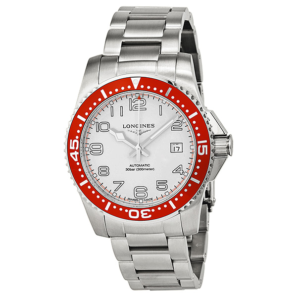 Longines Hydro Conquest White Dial Red Bezel Stainless Steel Men's ...