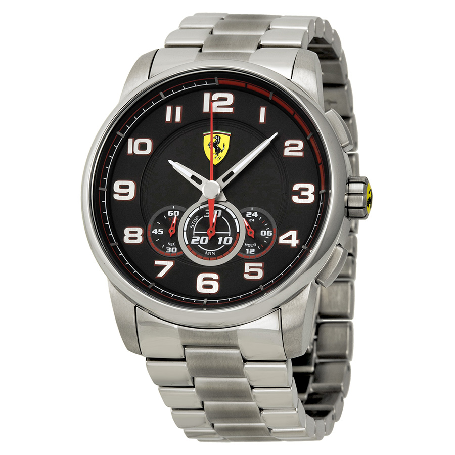 Ferrari Heritage Chronograph Black Dial Stainless Steel Men's Watch ...